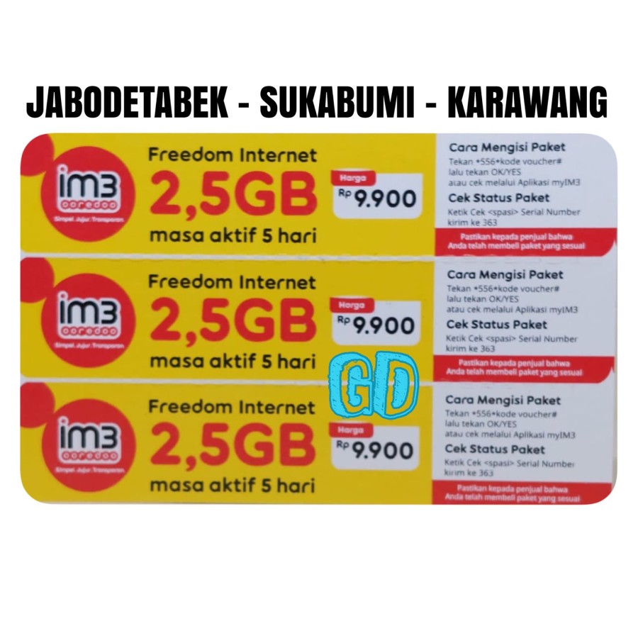 Gudang Data Store – Jual Voucher Indosat Freedom Internet 2.5GB 5Hari