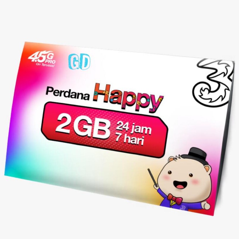 Gudang Data Store – Jual Perdana Three HAPPY 2GB